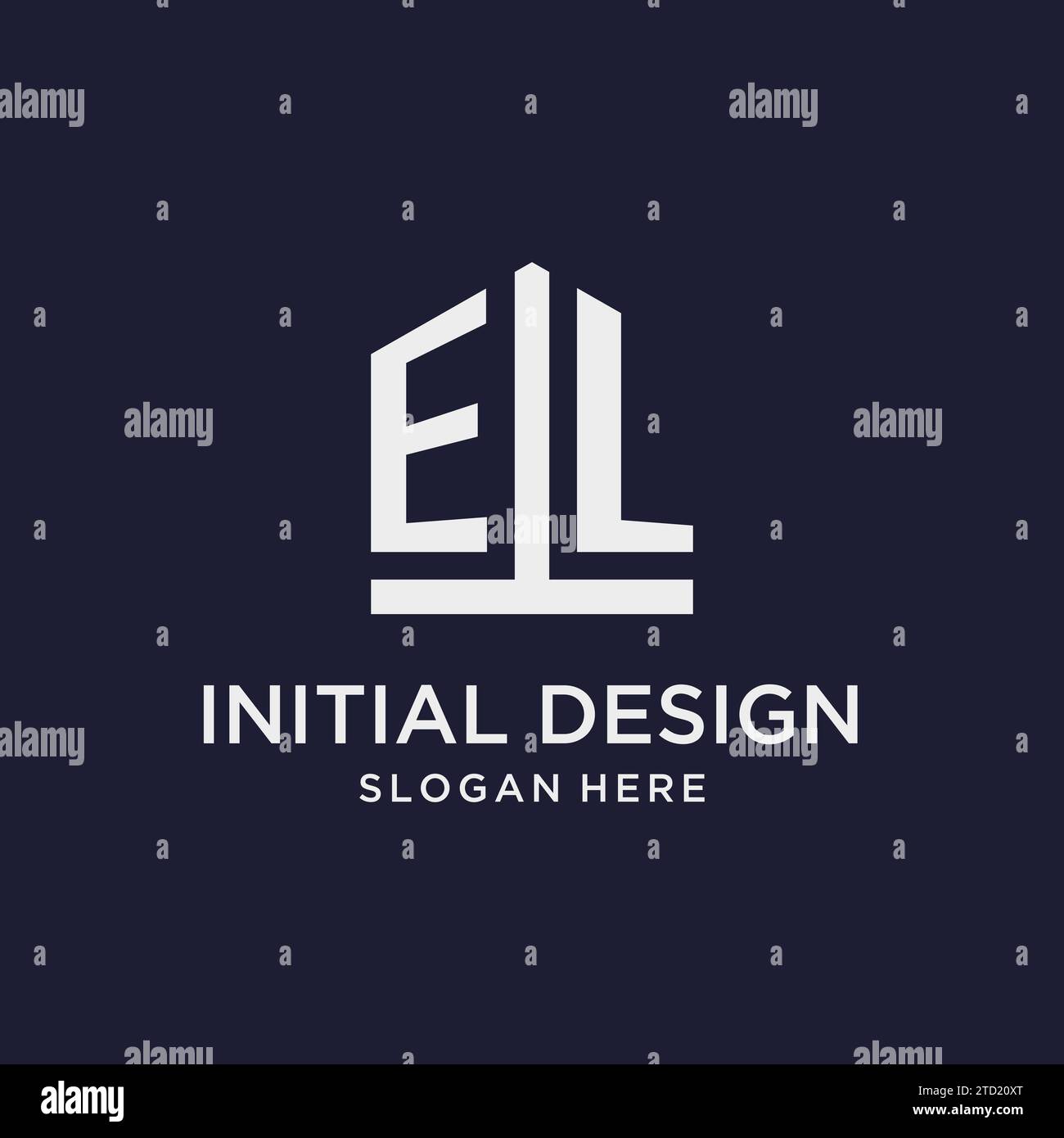 EL initial monogram logo design with pentagon shape style design ideas ...