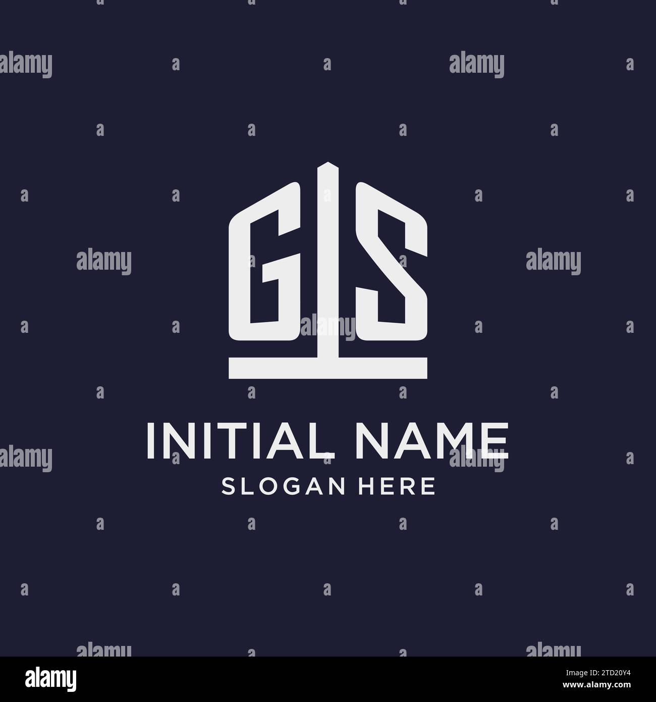 GS initial monogram logo design with pentagon shape style design ideas ...
