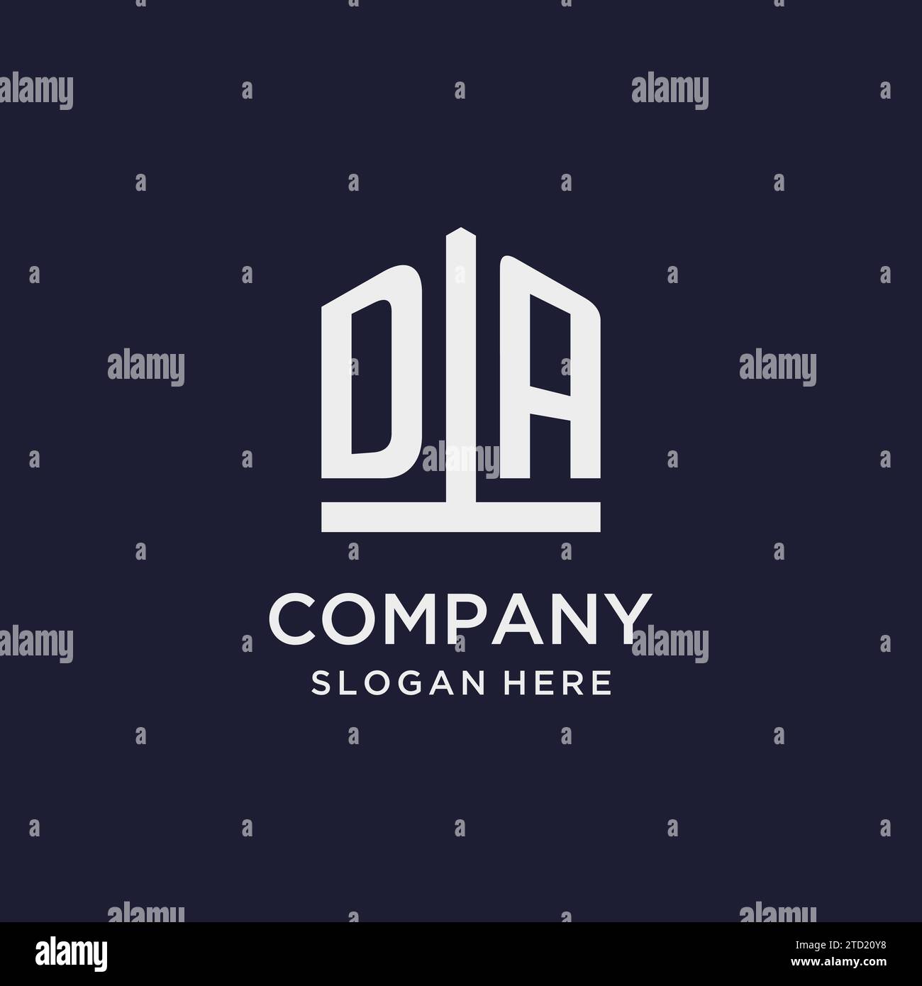 DA initial monogram logo design with pentagon shape style design ideas ...