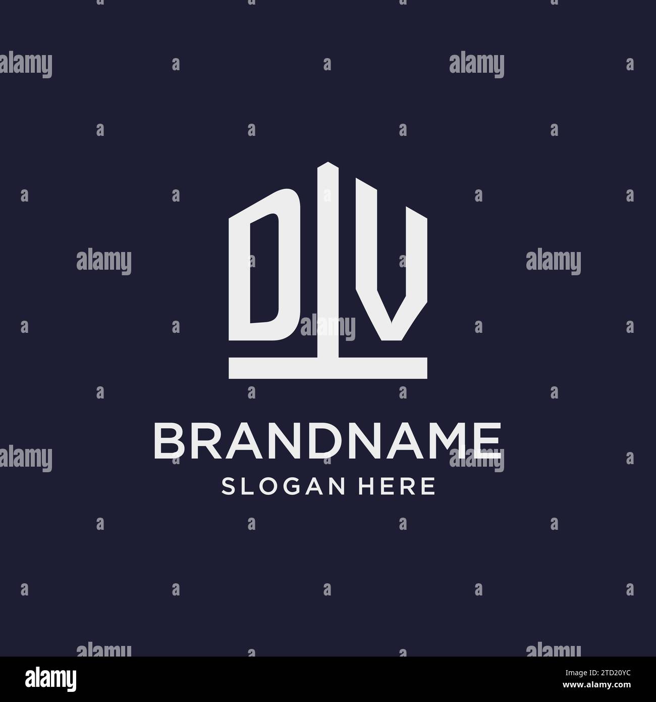 DV initial monogram logo design with pentagon shape style design ideas ...