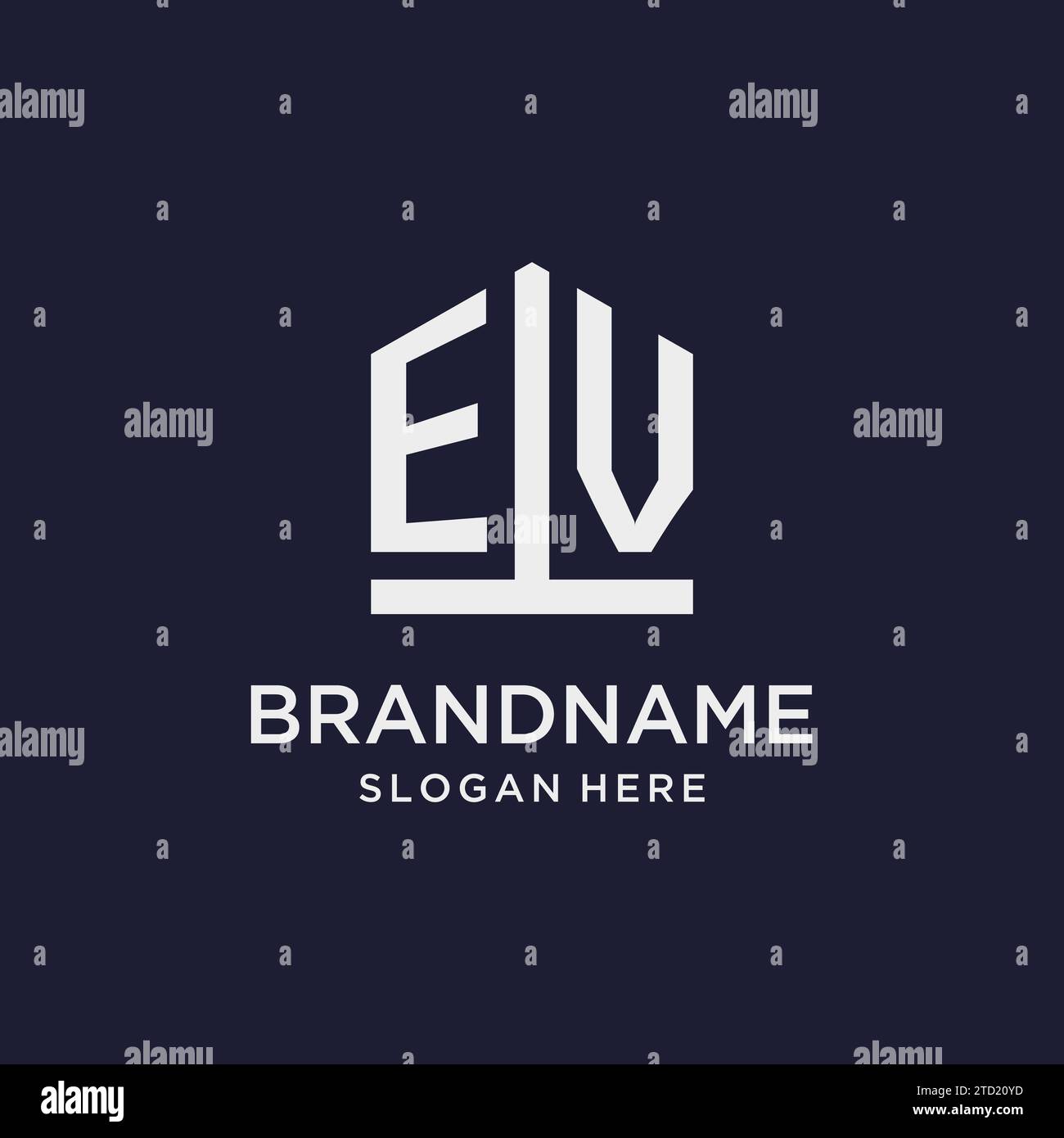 EV initial monogram logo design with pentagon shape style design ideas ...