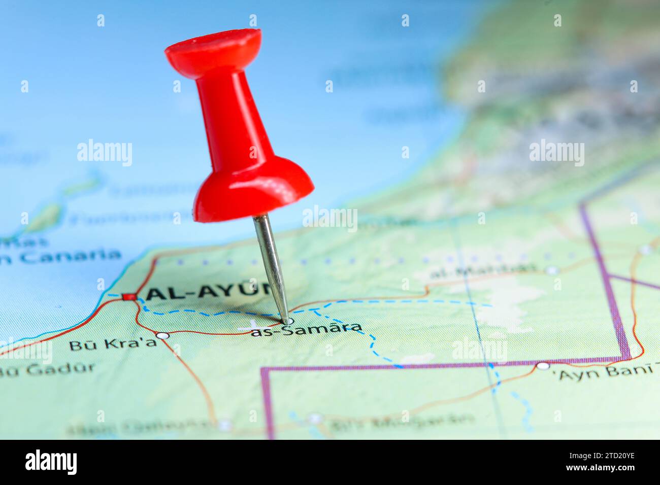 as Samara, West Sahara, Morocco pin on map Stock Photo - Alamy