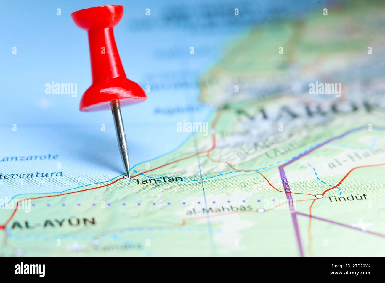 Tan Tan, Morocco pin on map Stock Photo - Alamy