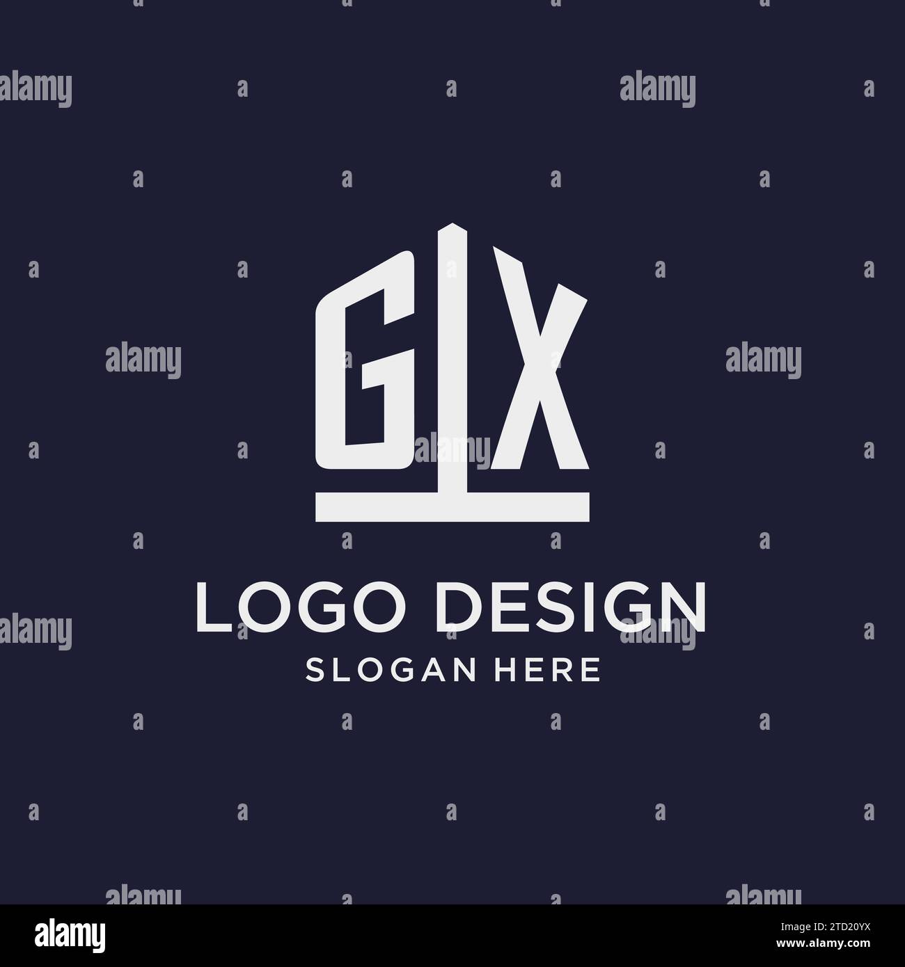 GX initial monogram logo design with pentagon shape style design ideas ...