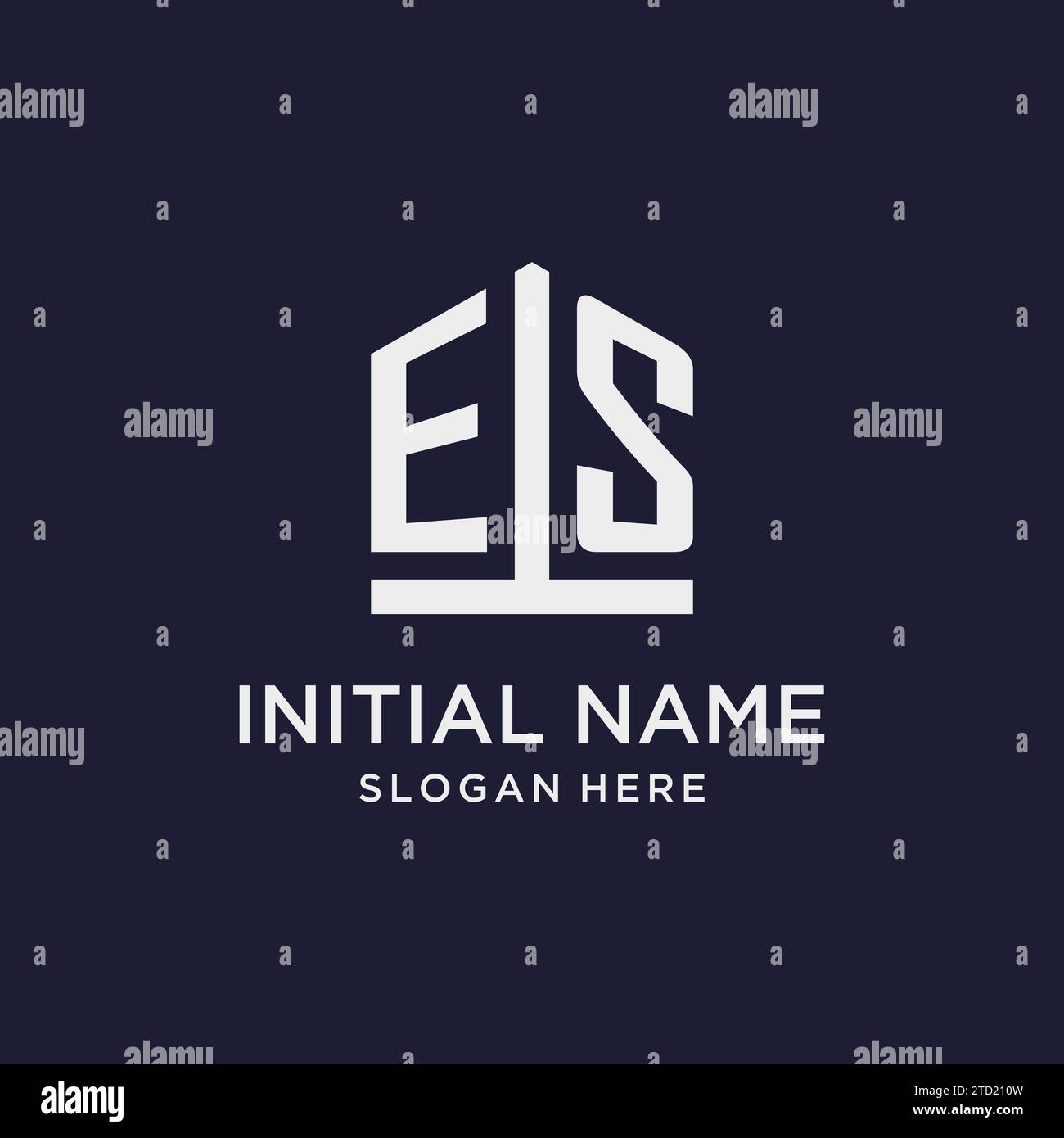 ES initial monogram logo design with pentagon shape style design ideas ...