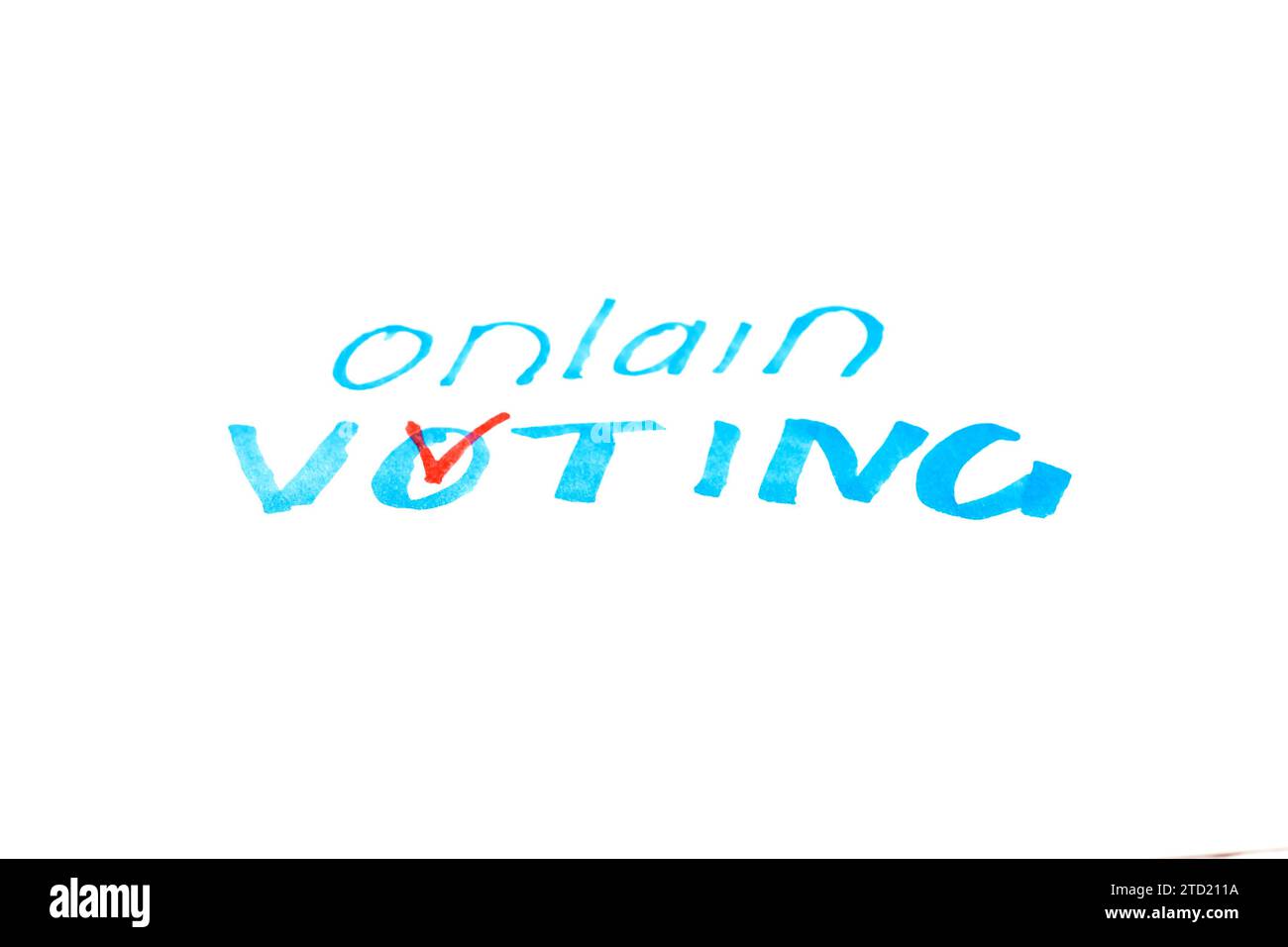 Online voting inscription on a white background Stock Photo - Alamy