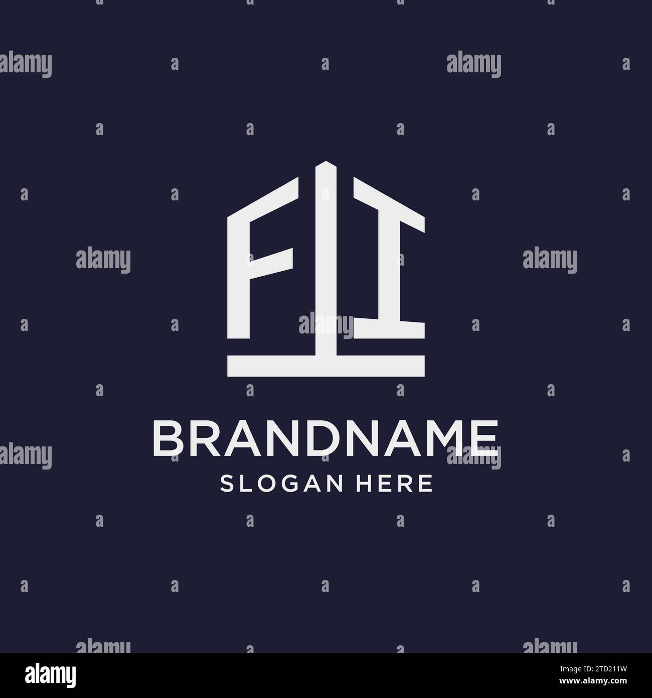 FI initial monogram logo design with pentagon shape style design ideas ...