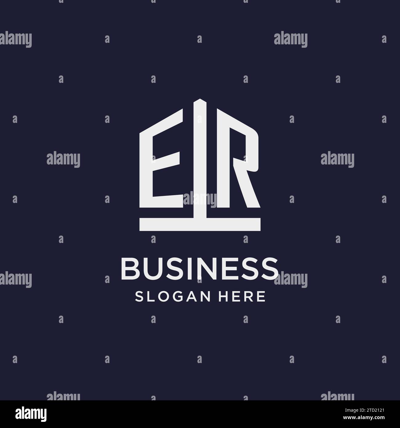 ER initial monogram logo design with pentagon shape style design ideas ...