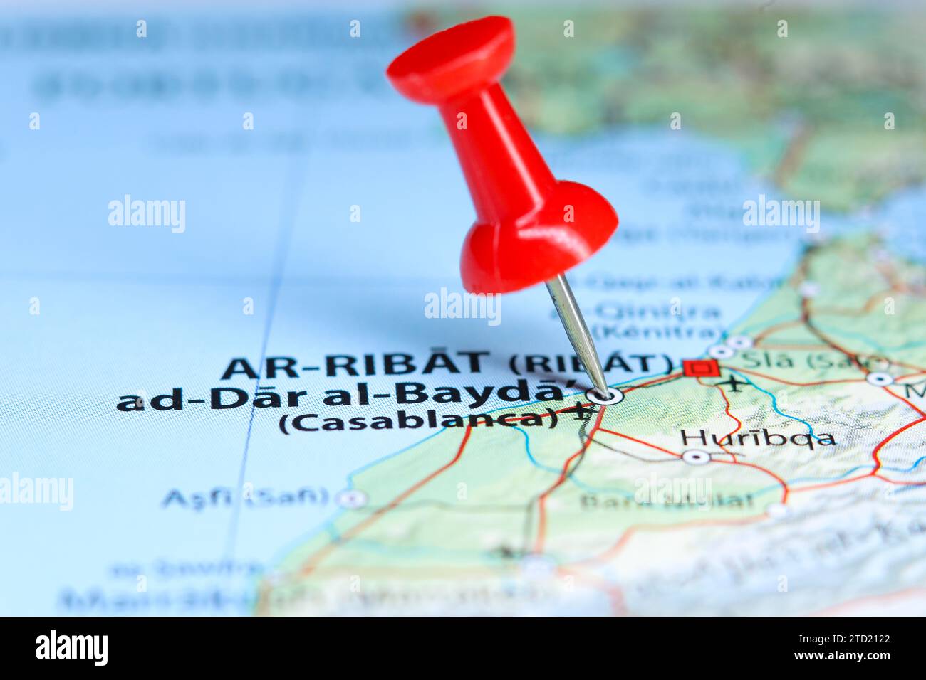 Casablanca, Morocco pin on map. ad Dar al Bayda Stock Photo - Alamy