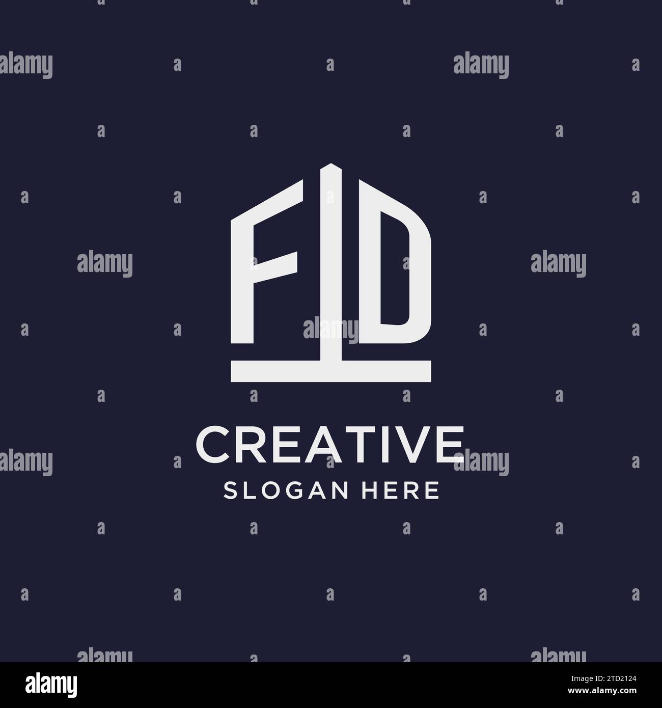 FD initial monogram logo design with pentagon shape style design ideas ...