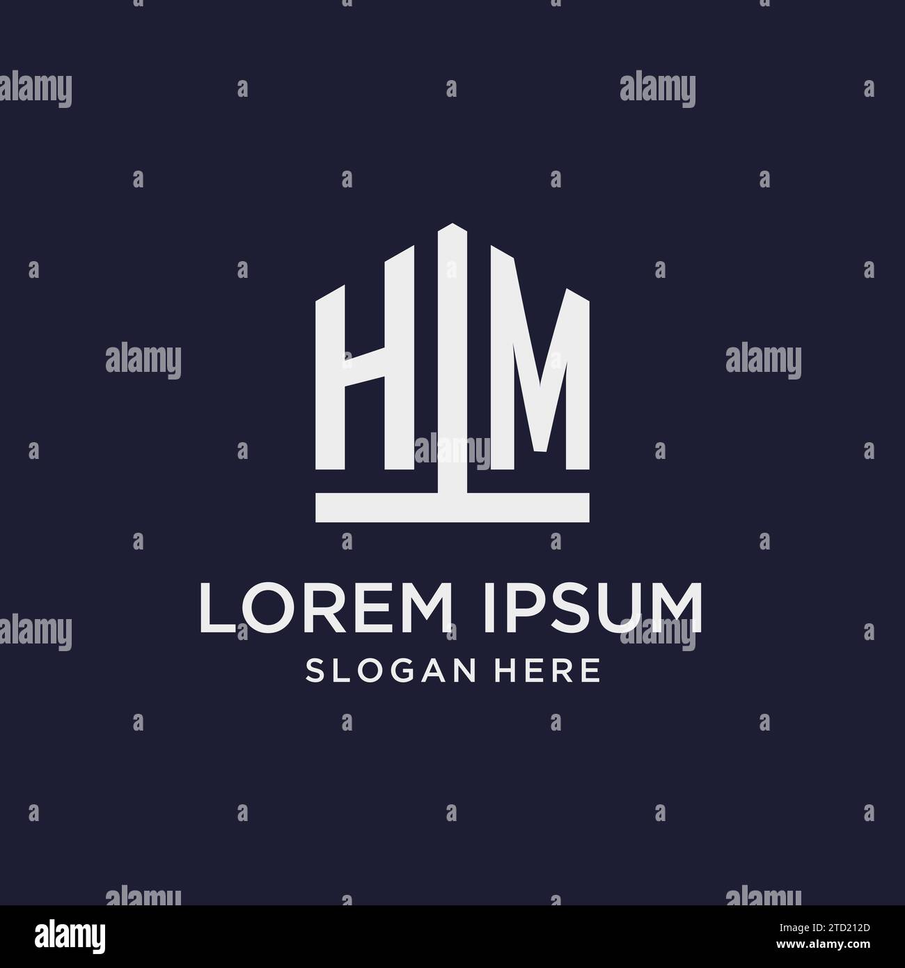 HM initial monogram logo design with pentagon shape style design ideas ...