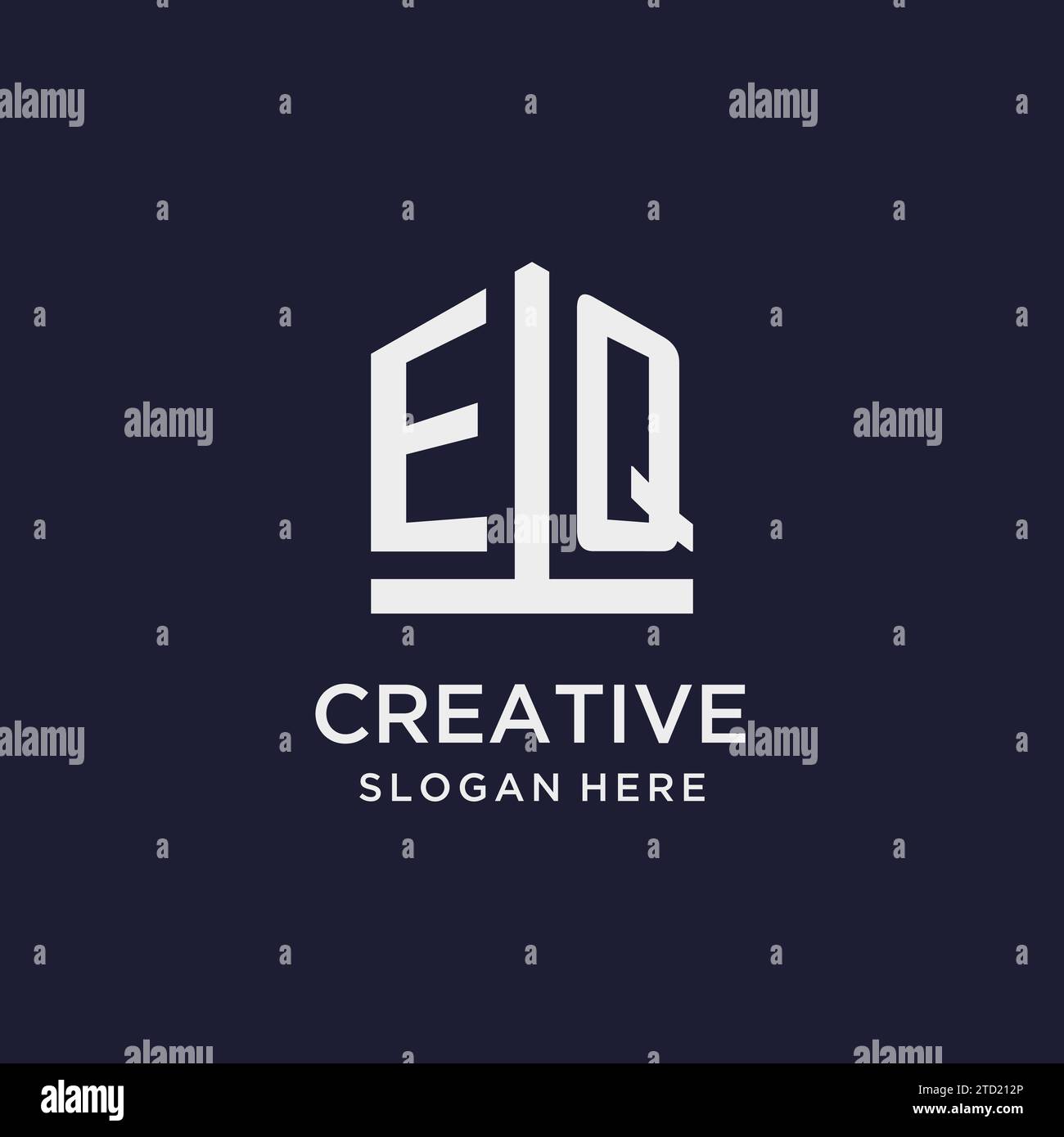 EQ initial monogram logo design with pentagon shape style design ideas ...