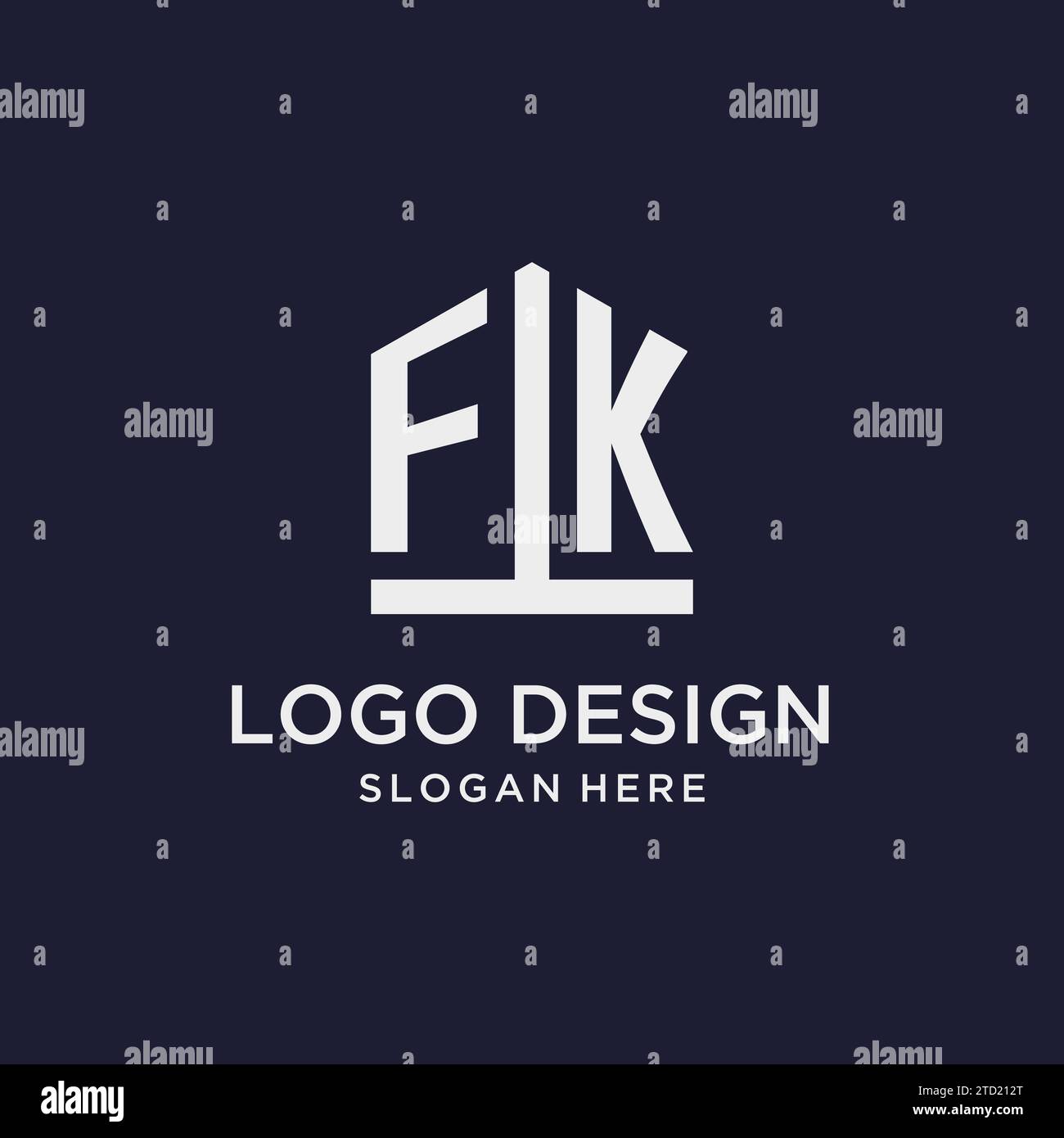 FK initial monogram logo design with pentagon shape style design ideas ...