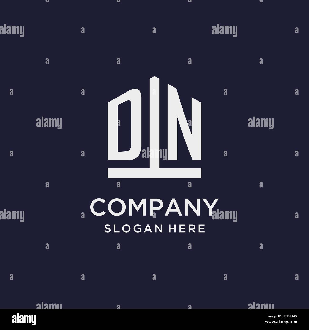 DN initial monogram logo design with pentagon shape style design ideas ...