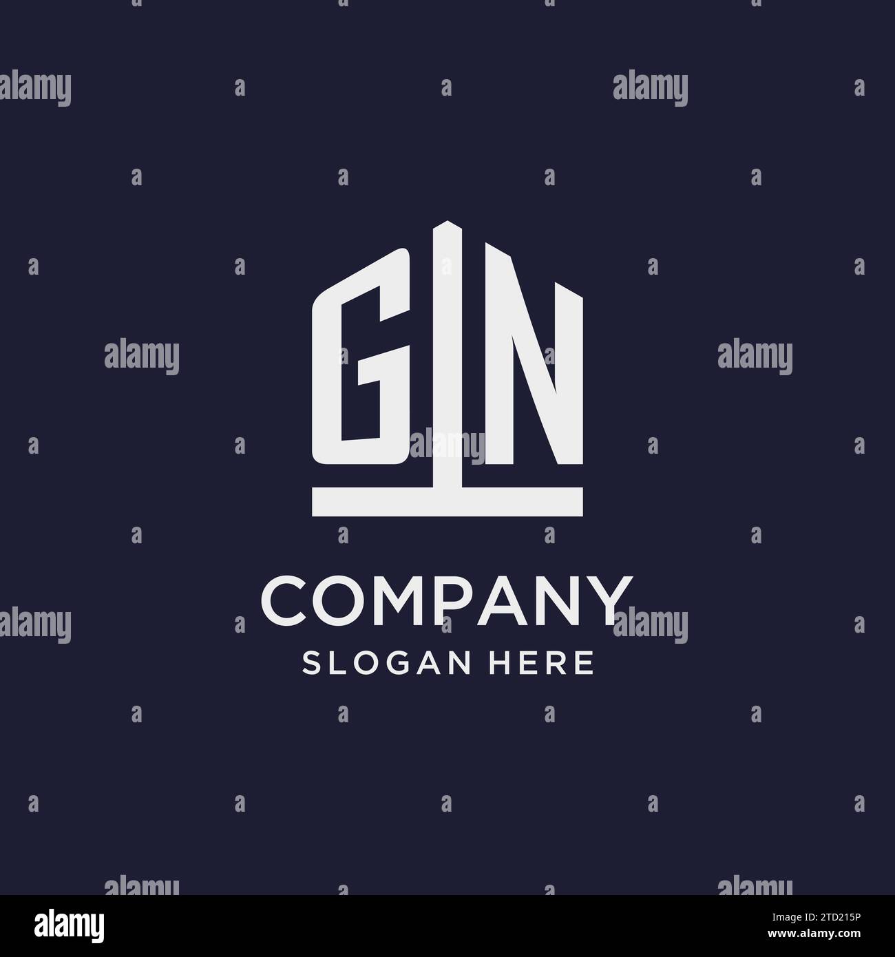 GN initial monogram logo design with pentagon shape style design ideas ...