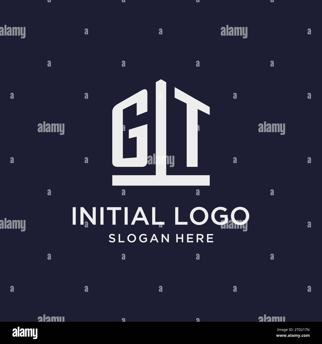 GT initial monogram logo design with pentagon shape style design ideas ...