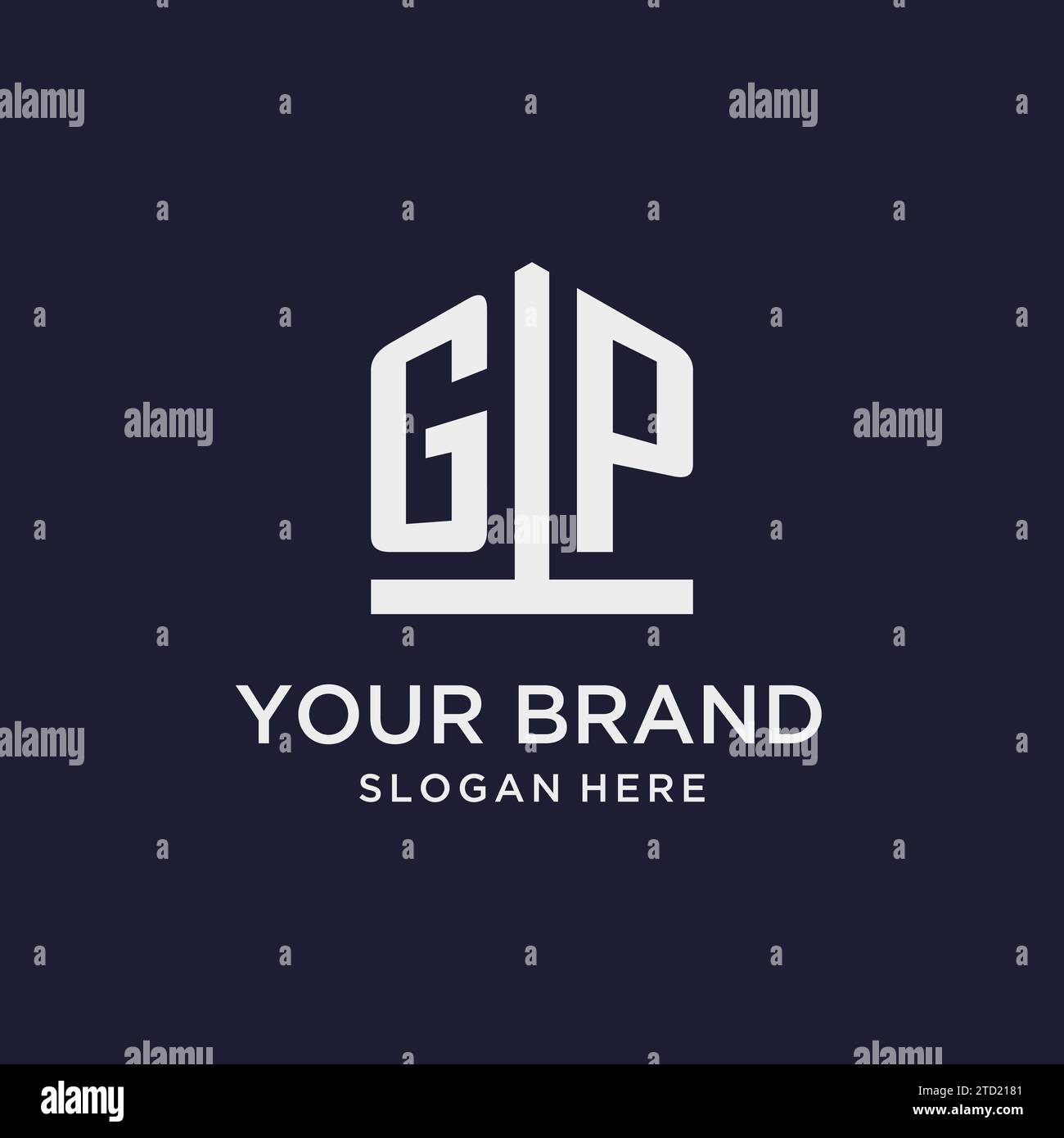 GP initial monogram logo design with pentagon shape style design ideas Stock Vector Image & Art ...