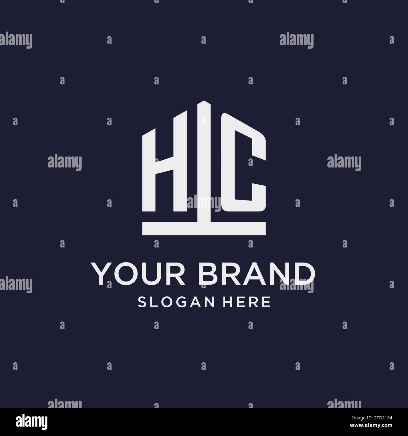 HC initial monogram logo design with pentagon shape style design ideas ...