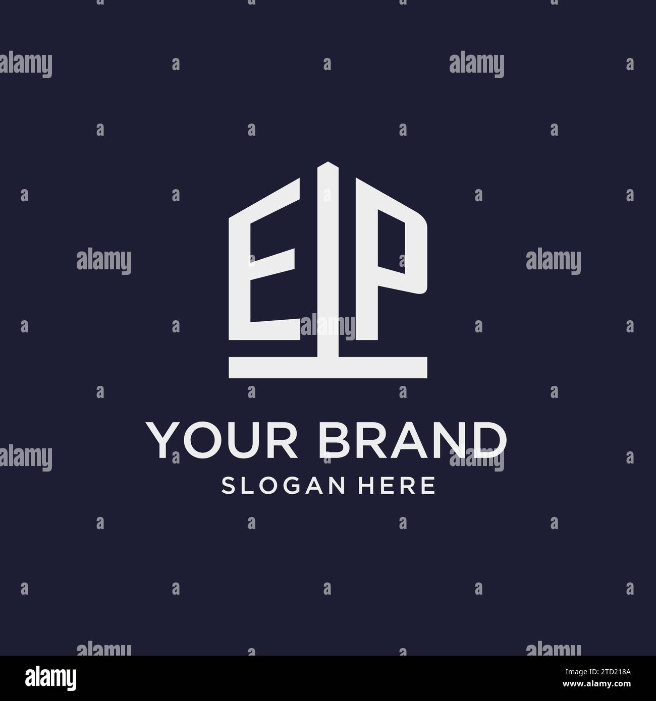 EP initial monogram logo design with pentagon shape style design ideas ...
