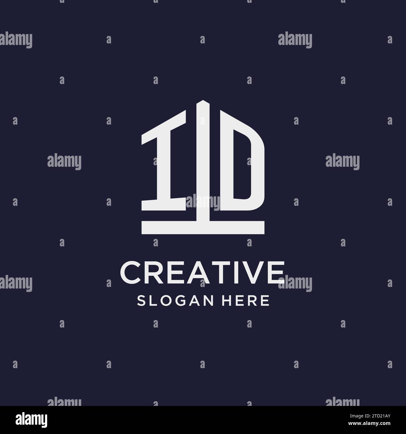 ID initial monogram logo design with pentagon shape style design ideas ...