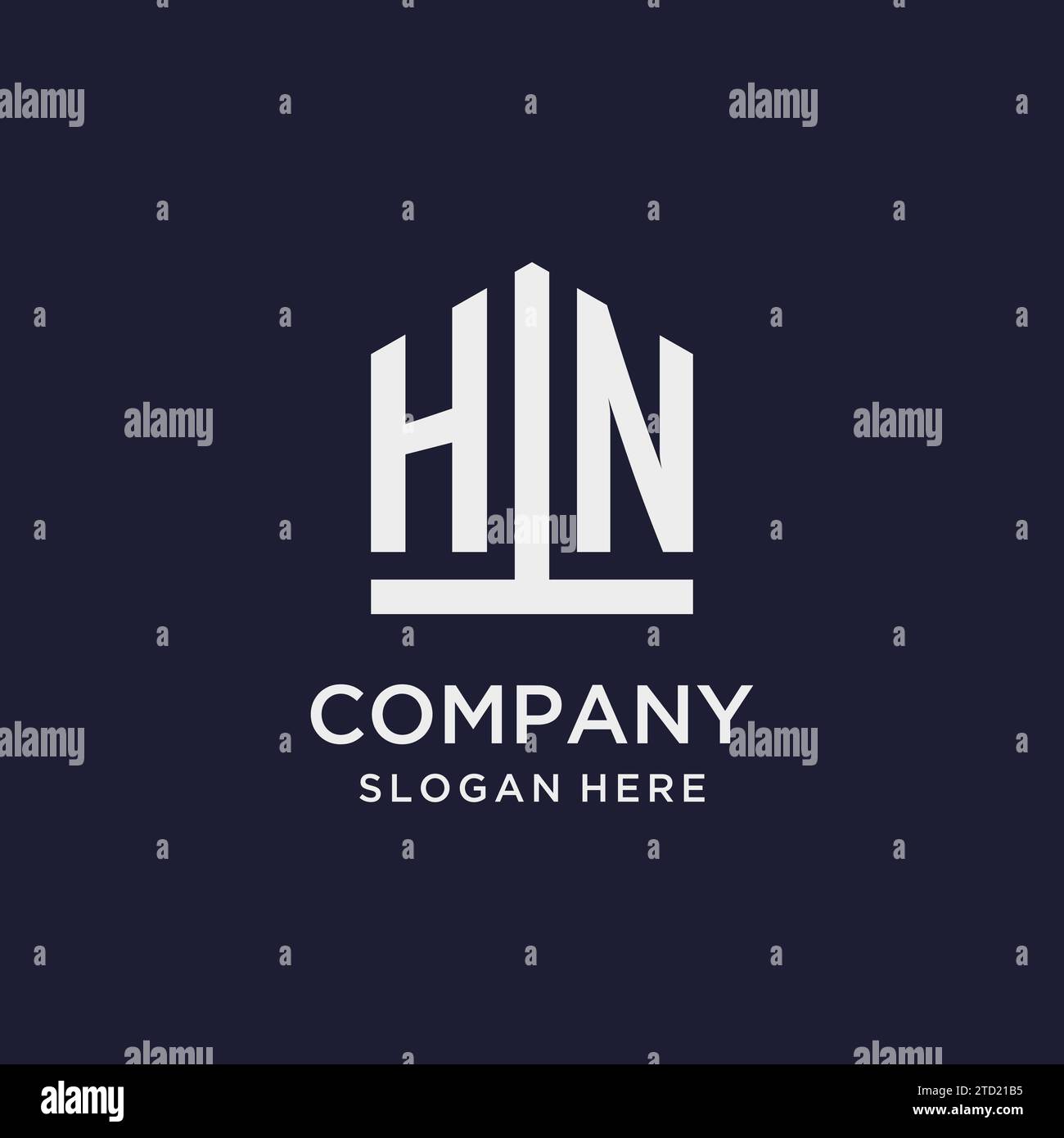 HN initial monogram logo design with pentagon shape style design ideas ...