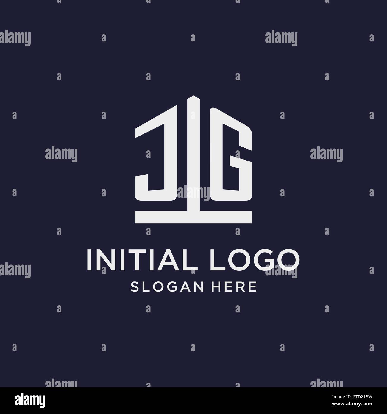 JG initial monogram logo design with pentagon shape style design ideas ...
