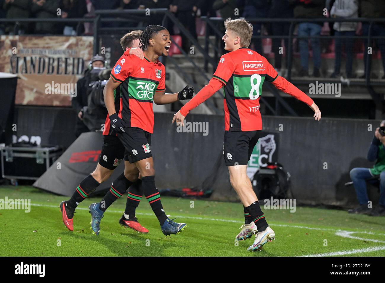 NIJMEGEN - Magnus Mattsson of NEC Nijmegen (r) cheers after making the ...