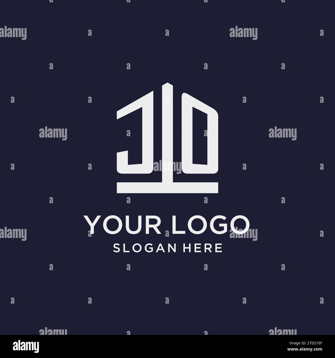 JO initial monogram logo design with pentagon shape style design ideas ...
