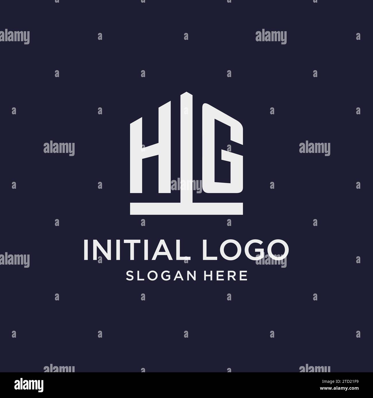 HG initial monogram logo design with pentagon shape style design ideas ...