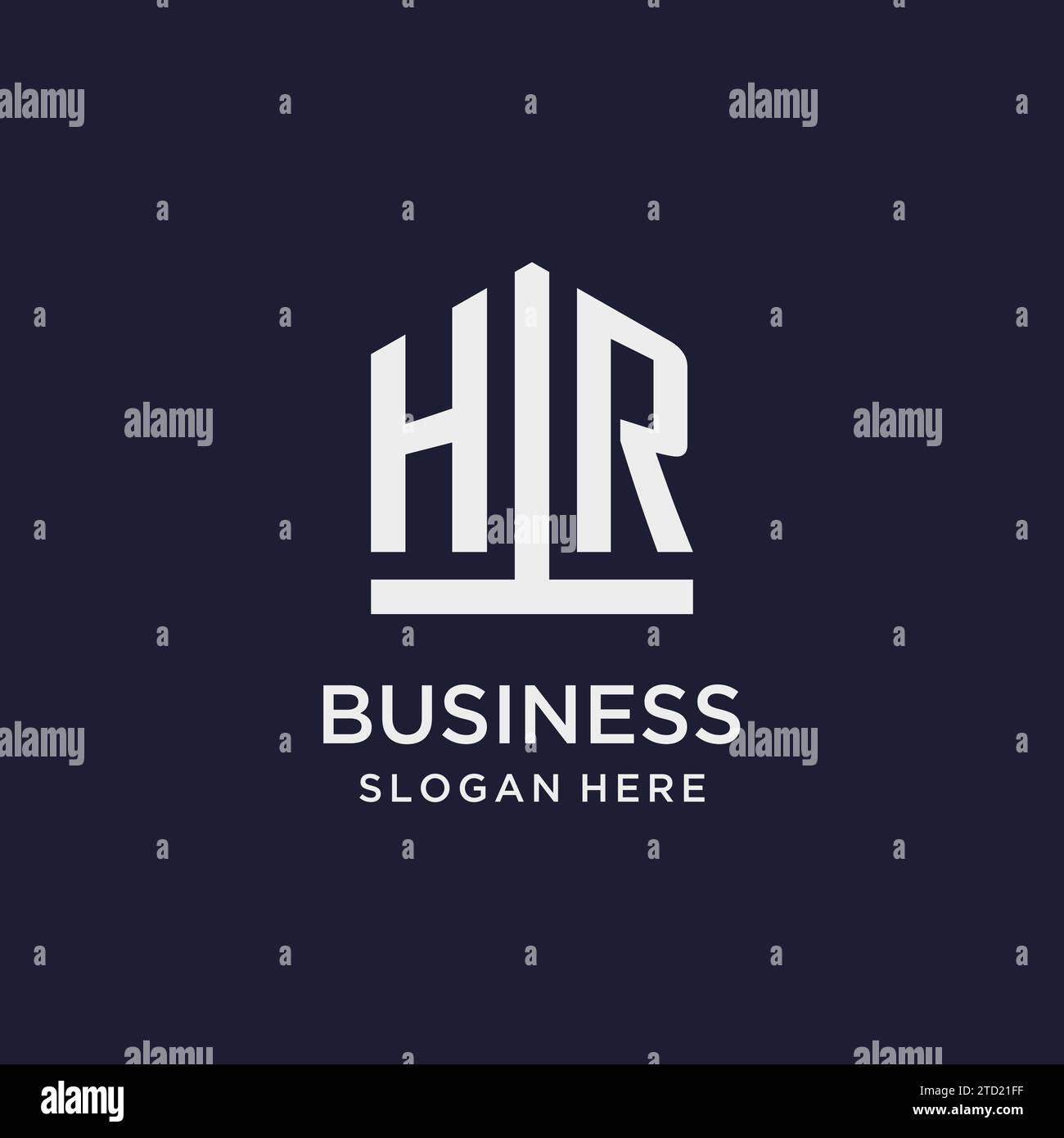 HR initial monogram logo design with pentagon shape style design ideas ...