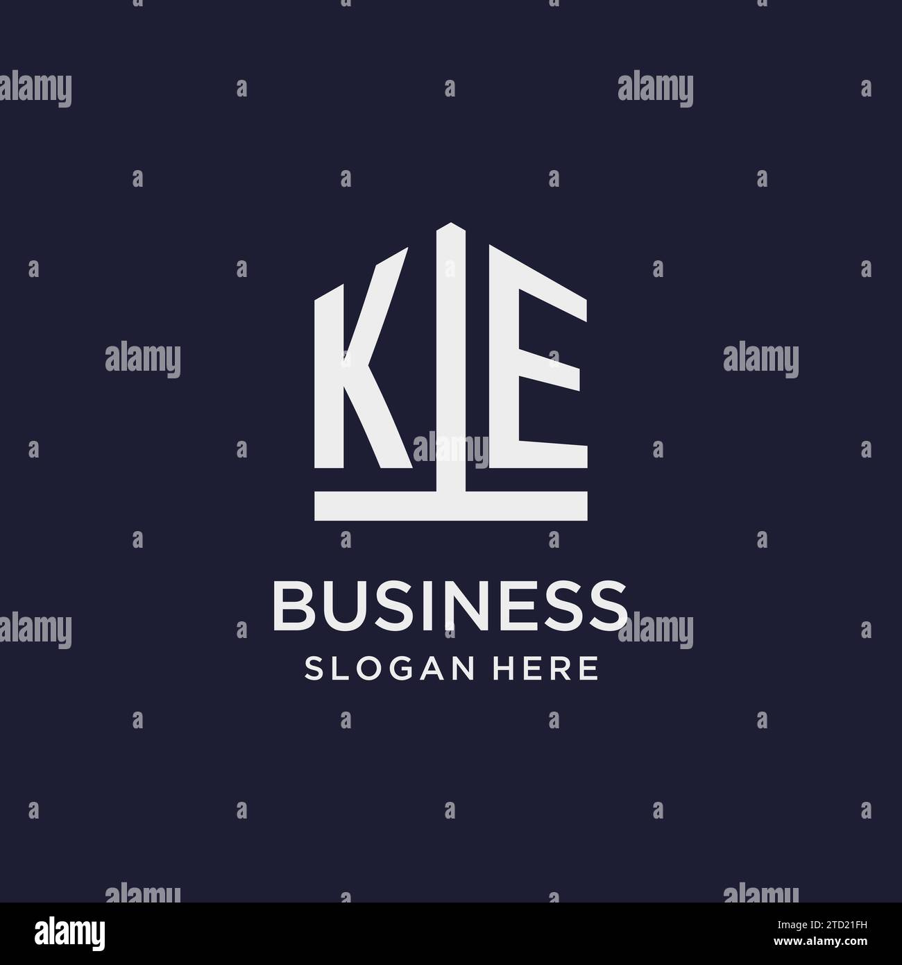 KE initial monogram logo design with pentagon shape style design ideas ...