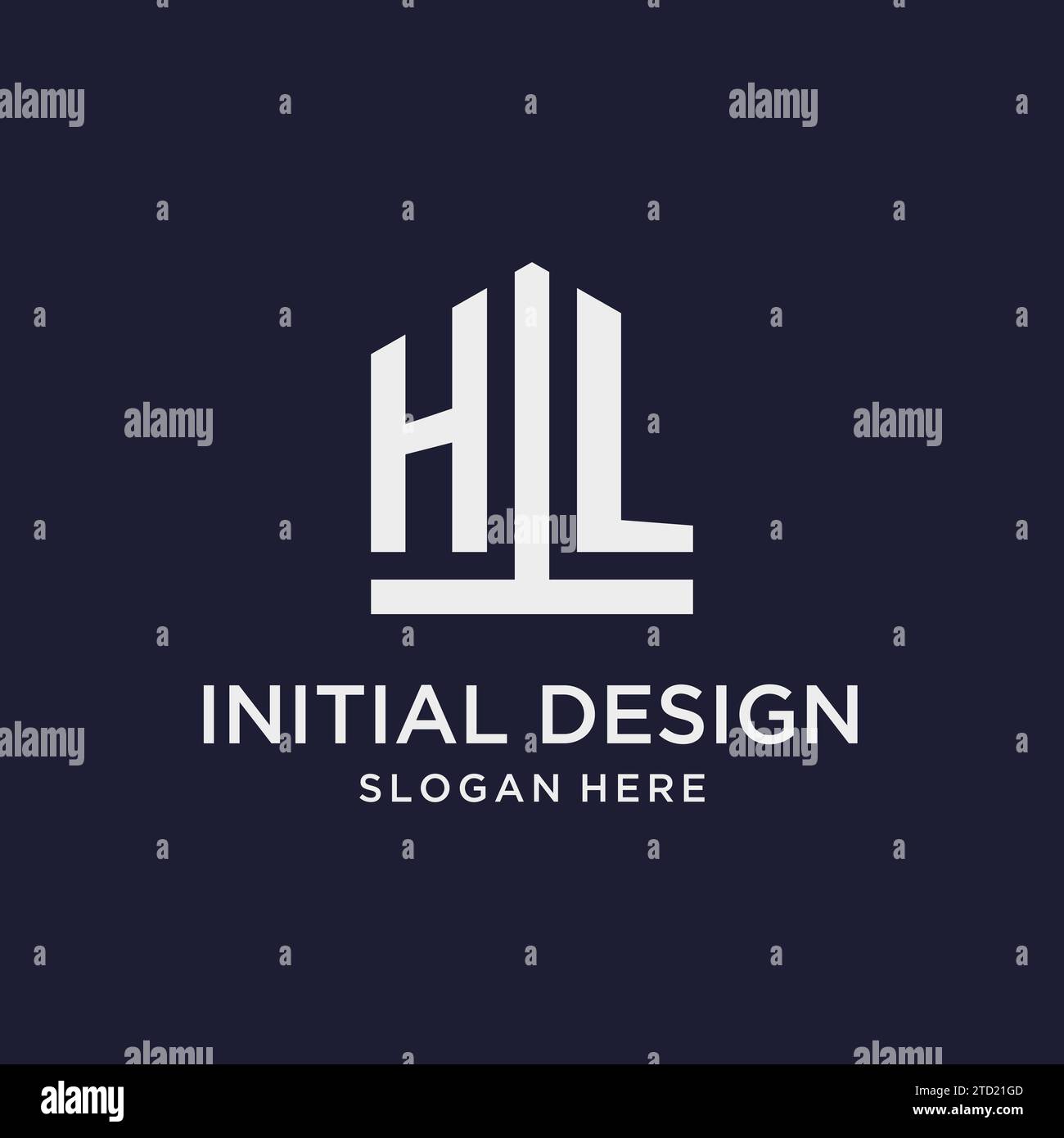 HL initial monogram logo design with pentagon shape style design ideas ...