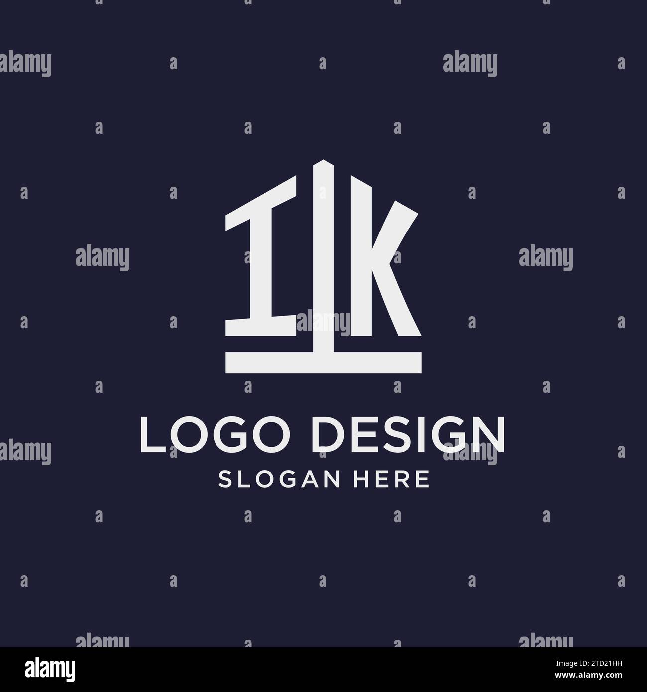 IK initial monogram logo design with pentagon shape style design ideas ...