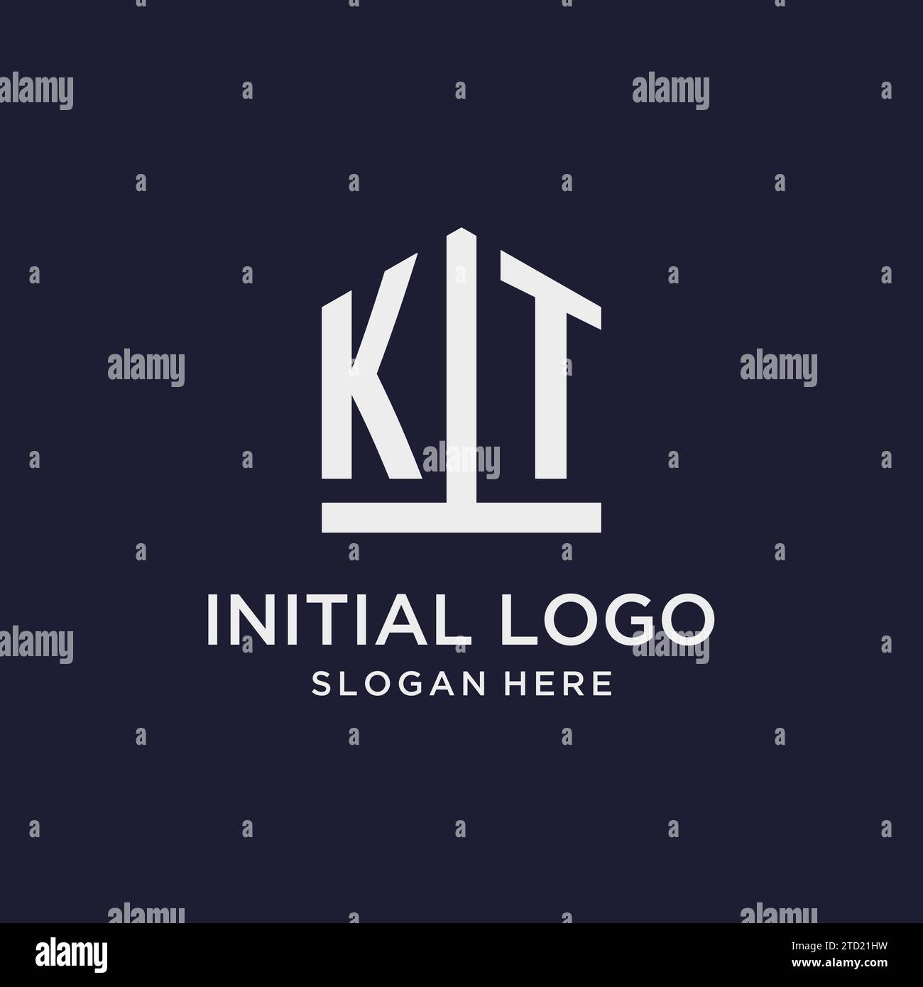 KT initial monogram logo design with pentagon shape style design ideas ...