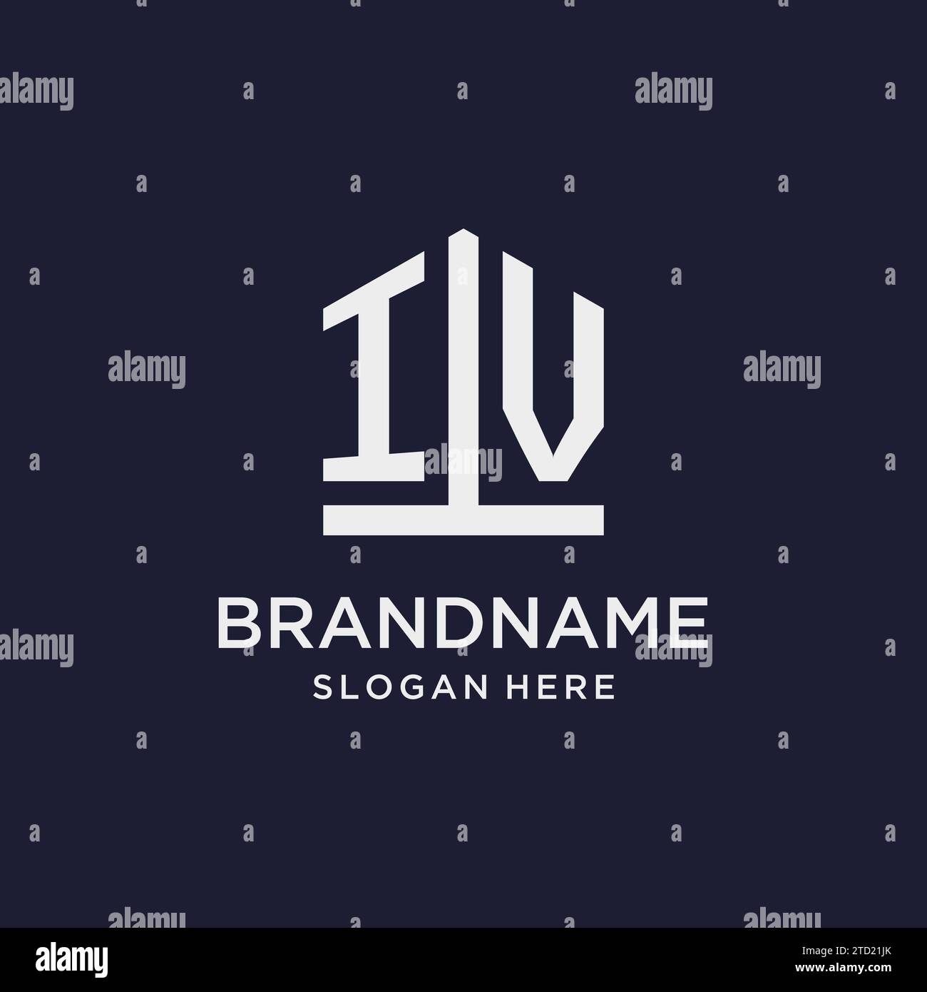 IV initial monogram logo design with pentagon shape style design ideas ...