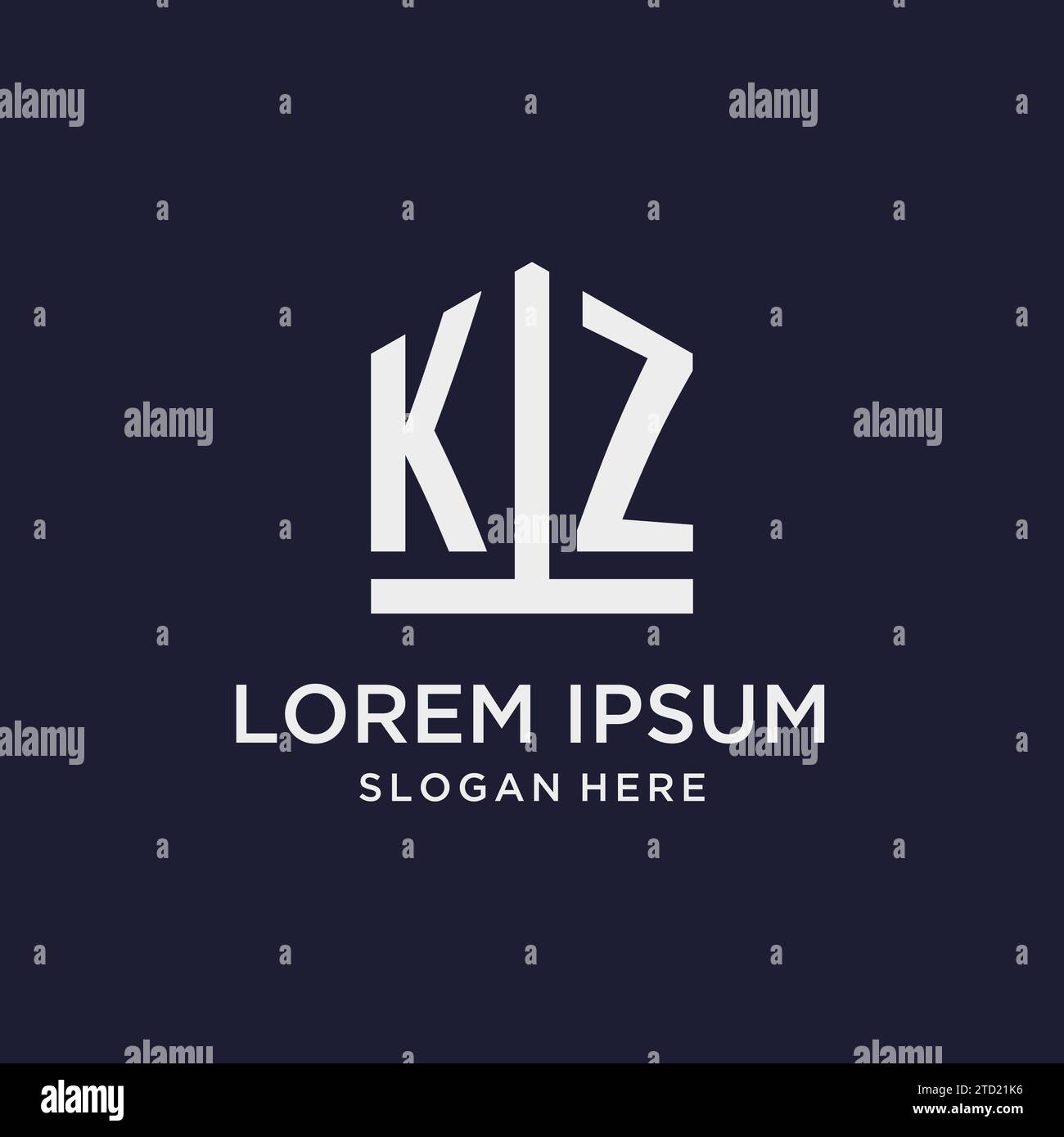 KZ initial monogram logo design with pentagon shape style design ideas ...