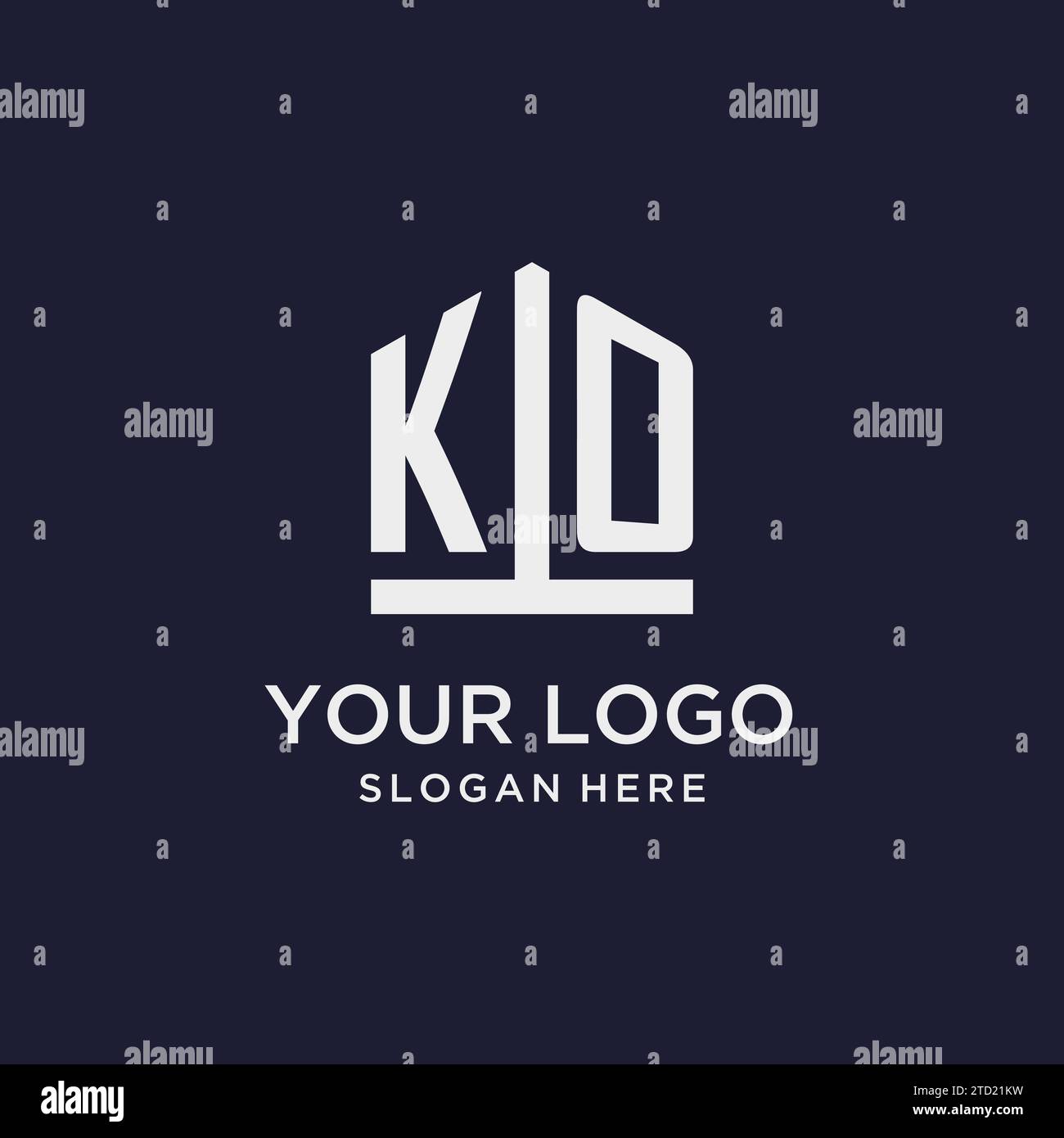 KO initial monogram logo design with pentagon shape style design ideas ...