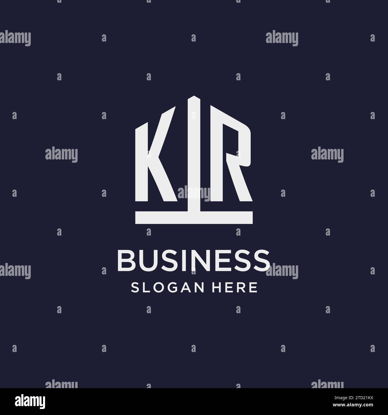 KR initial monogram logo design with pentagon shape style design ideas ...