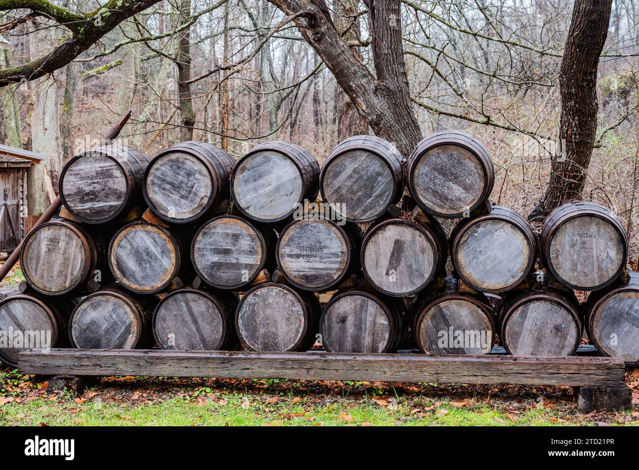 Stacked Barrels on a Rainy Fall Day, Monkton Maryland USA Stock Photo ...