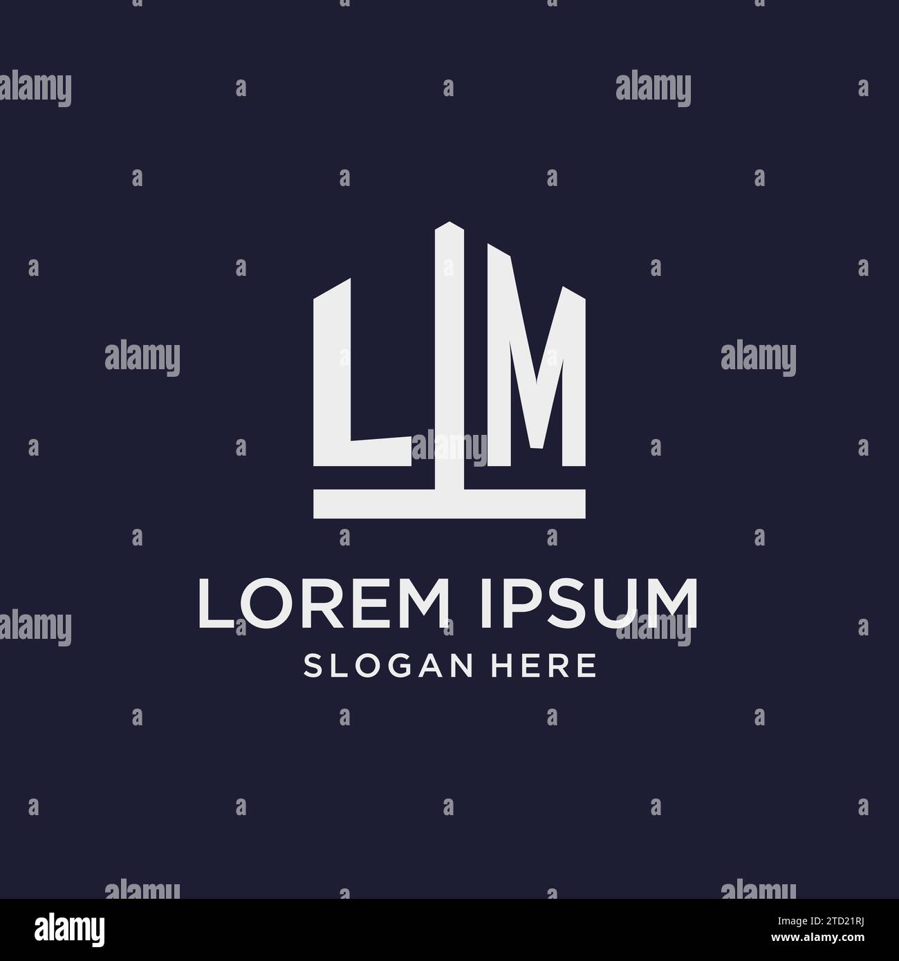 LM initial monogram logo design with pentagon shape style design ideas ...