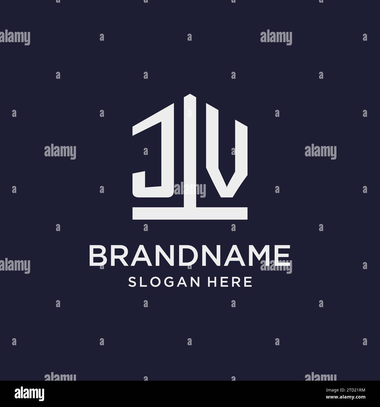 JV initial monogram logo design with pentagon shape style design ideas ...