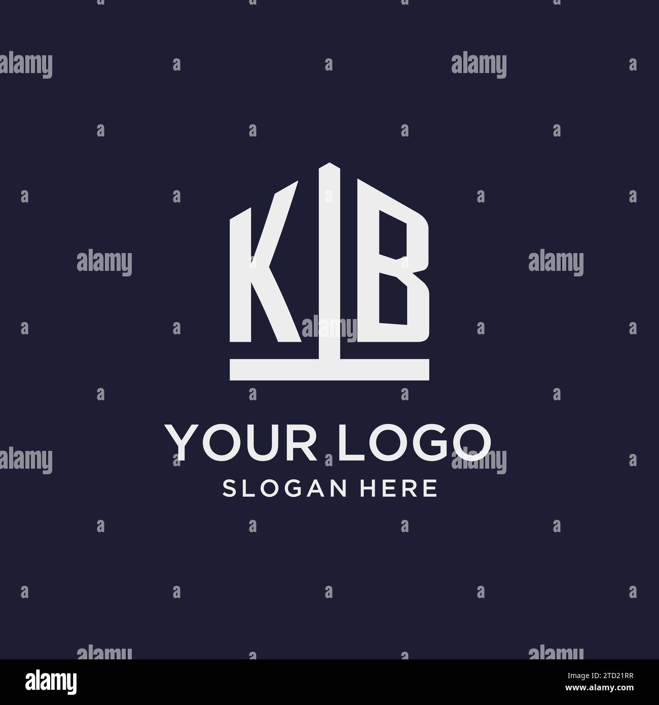 KB initial monogram logo design with pentagon shape style design ideas ...