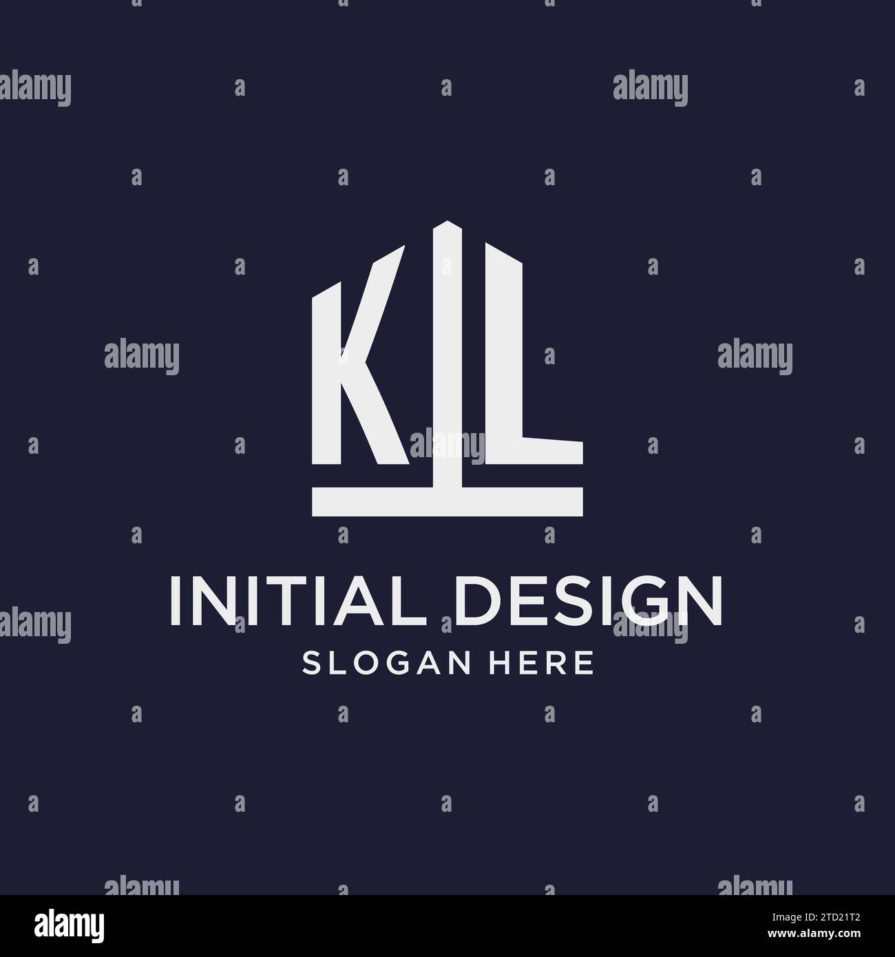 KL initial monogram logo design with pentagon shape style design ideas ...