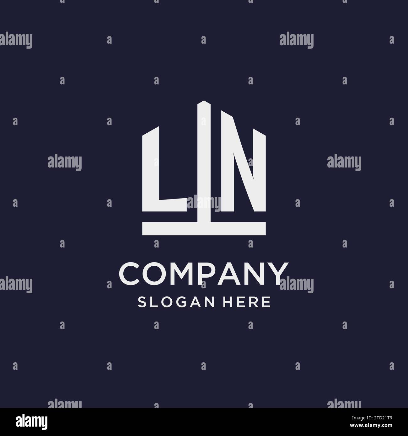 LN initial monogram logo design with pentagon shape style design ideas ...