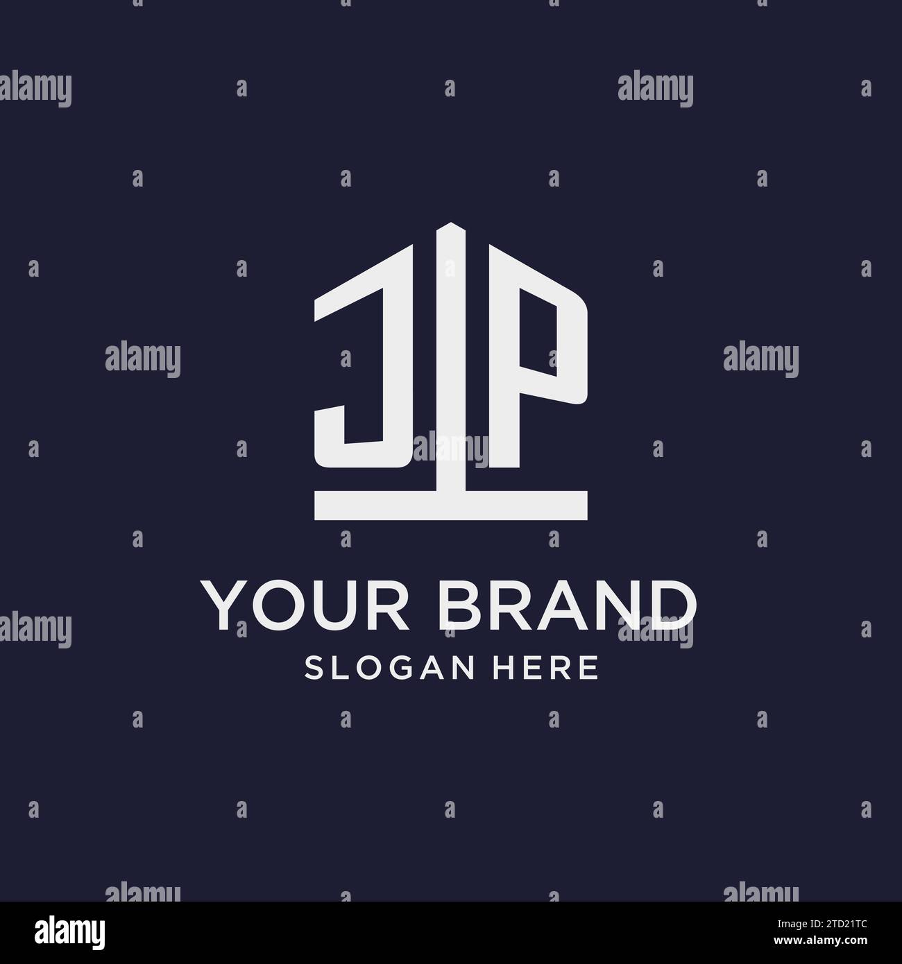 JP initial monogram logo design with pentagon shape style design ideas ...