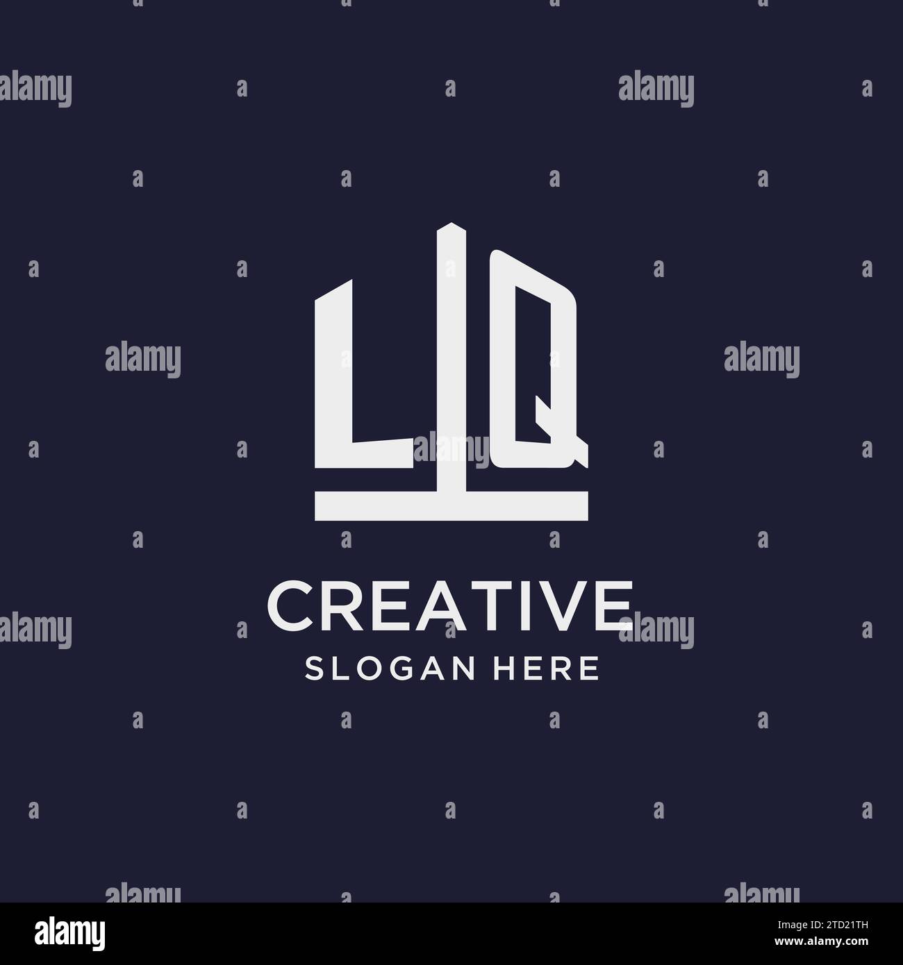 LQ initial monogram logo design with pentagon shape style design ideas ...