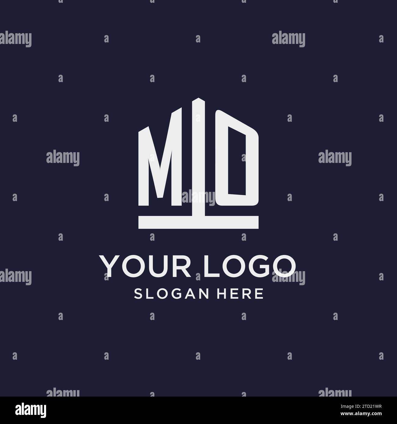 MO initial monogram logo design with pentagon shape style design ideas ...