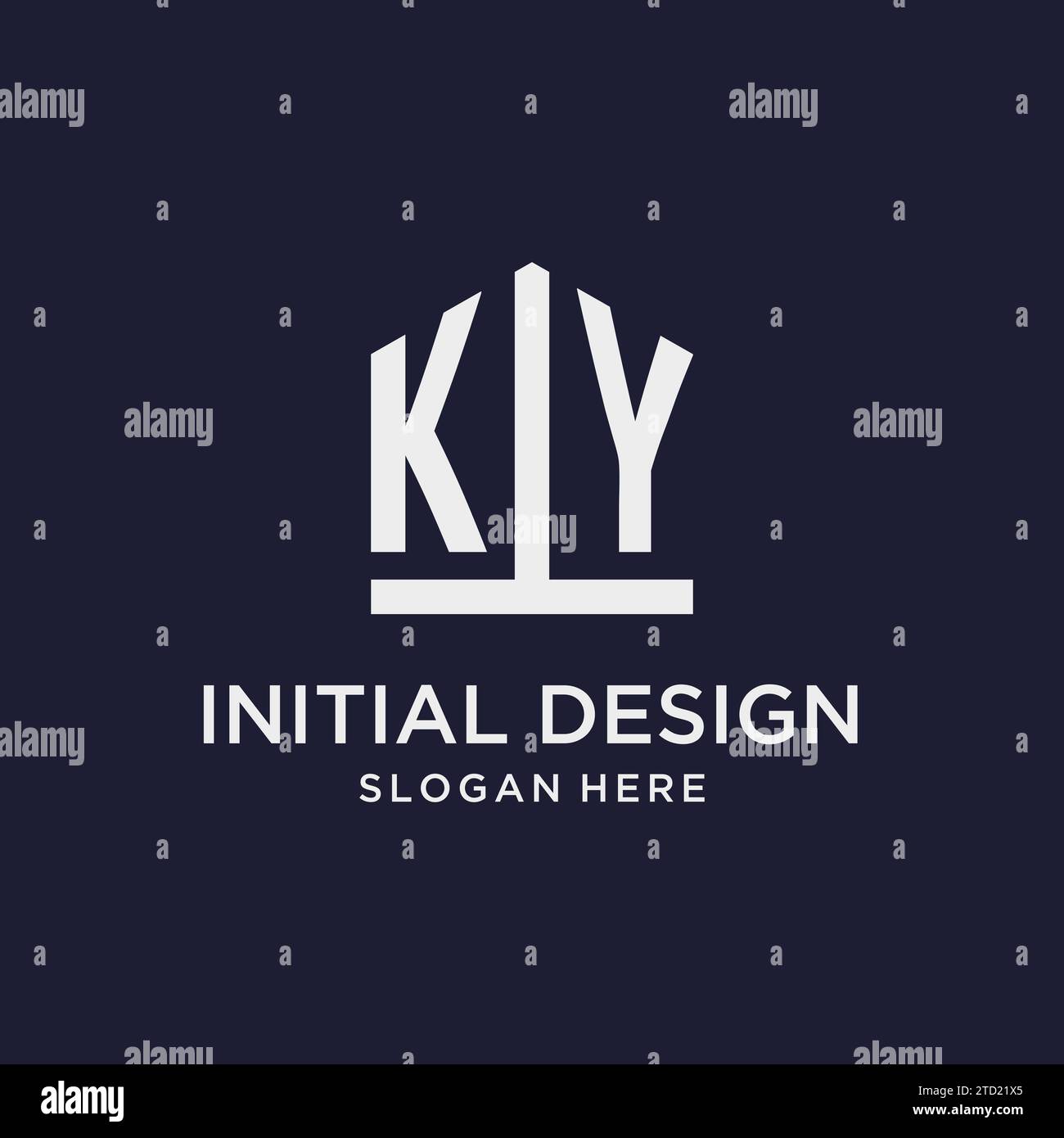 KY initial monogram logo design with pentagon shape style design ideas ...