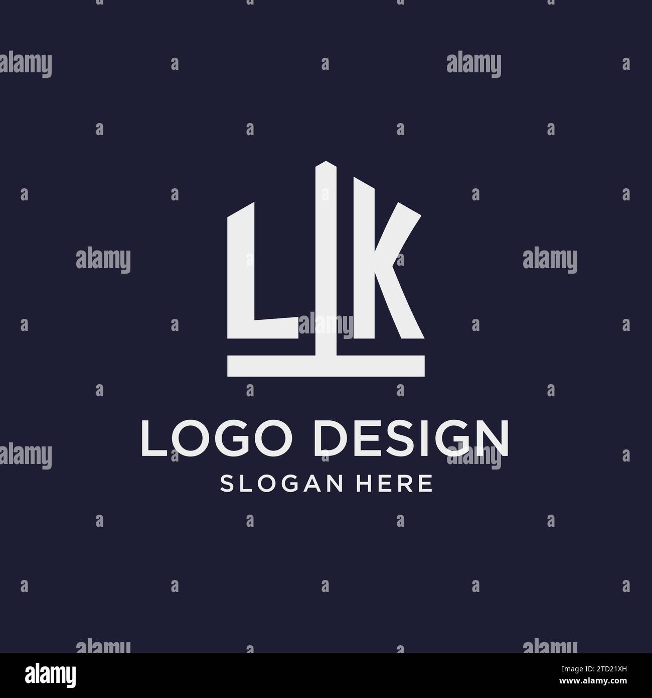 LK initial monogram logo design with pentagon shape style design ideas ...
