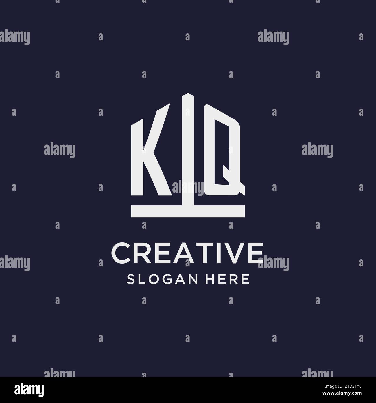 KQ initial monogram logo design with pentagon shape style design ideas ...